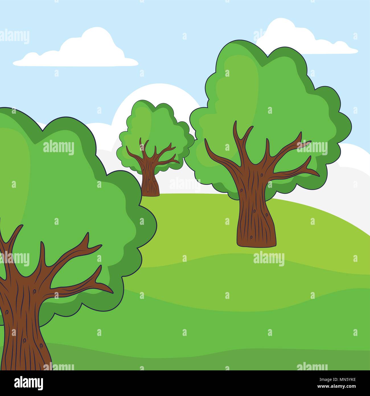 landscape with trees, colorful design. vector illustration Stock Vector ...