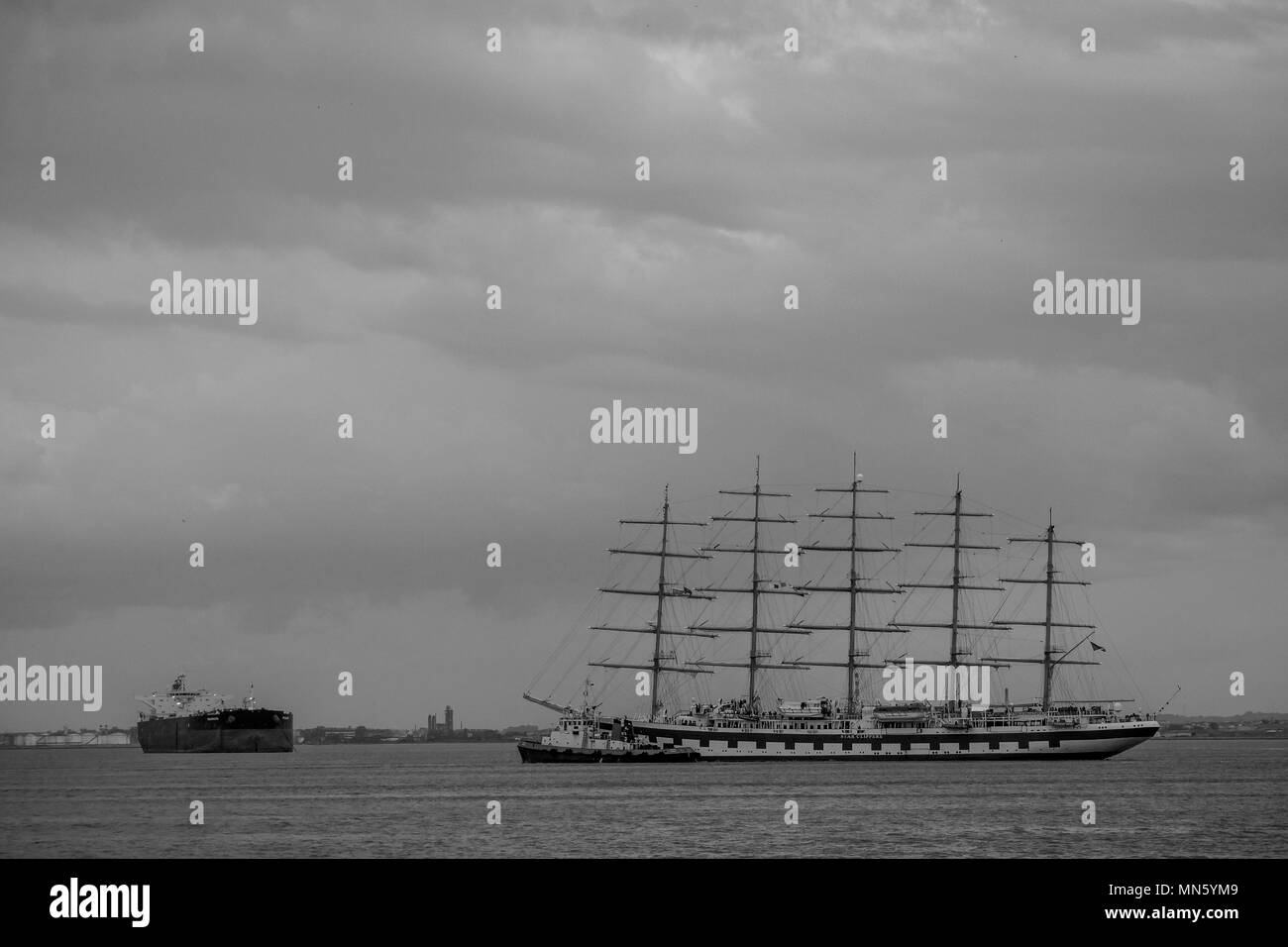 Five masted sailing ship Black and White Stock Photos & Images - Alamy