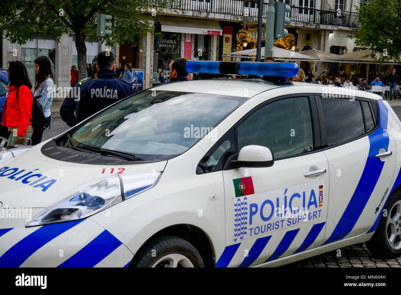 Touristic police car, Lisbon, Portugal Stock Photo - Alamy