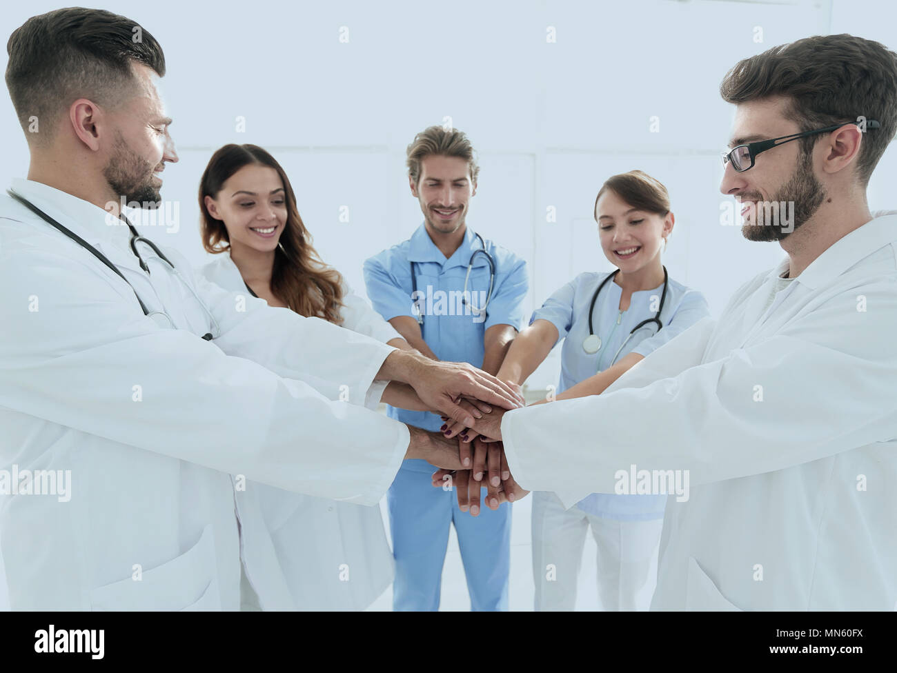 background image of a successful group of doctors on a white background ...