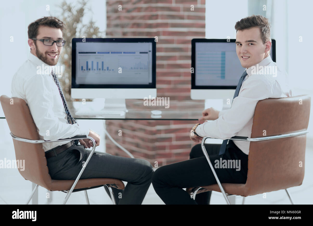 managers work with financial charts Stock Photo - Alamy