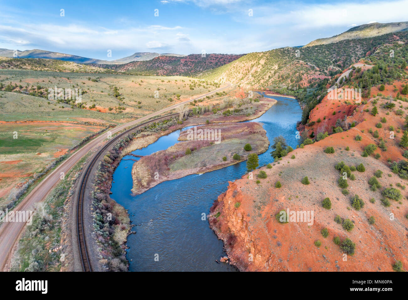 upper Colorado River below McCoy, Colorado - aeiral view Stock Photo ...