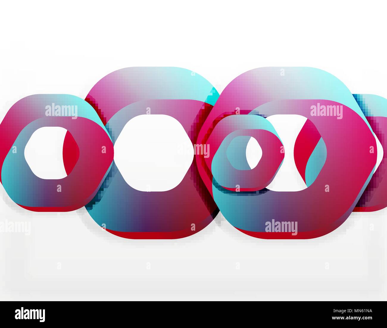Geometric abstract background, cut chain shapes or hexagons on white ...