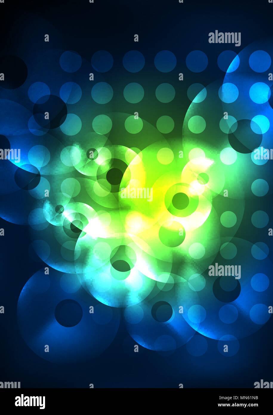 Glowing circles in the dark. Glowing circles in the dark, futuristic ...