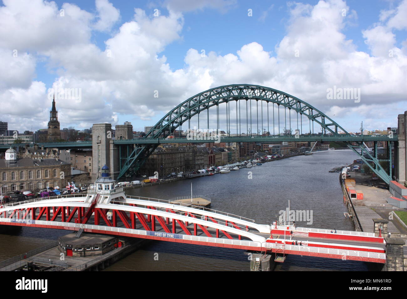 The Swing Bridge and the Tyne Bridge in Newcastle-upon-Tyne, North-East ...