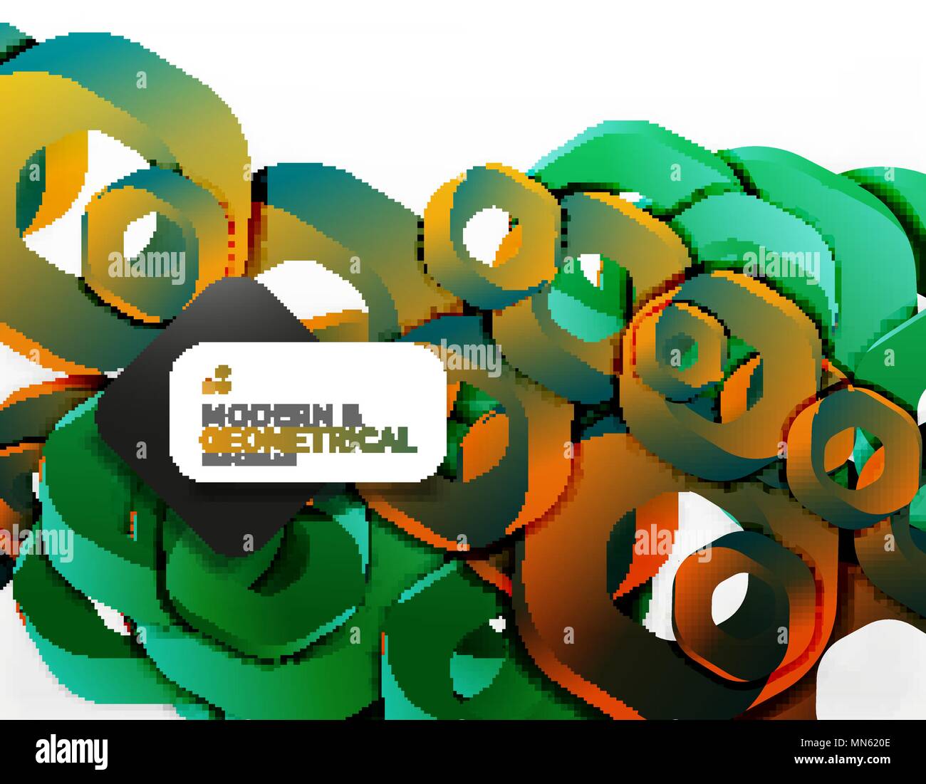 Geometric abstract background, cut chain shapes or hexagons on white ...