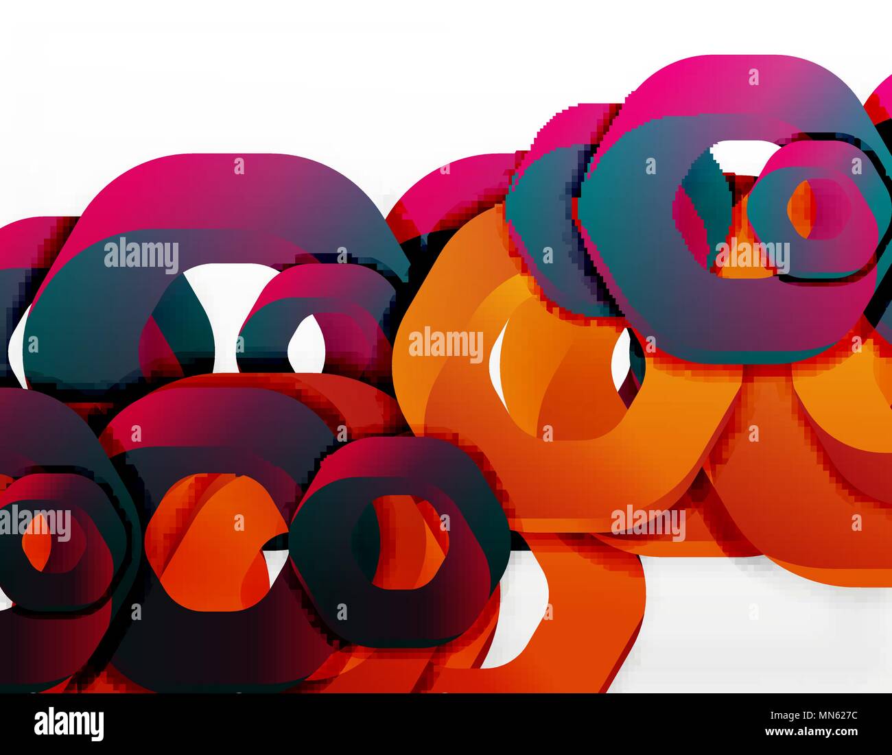 Geometric abstract background, cut chain shapes or hexagons on white ...