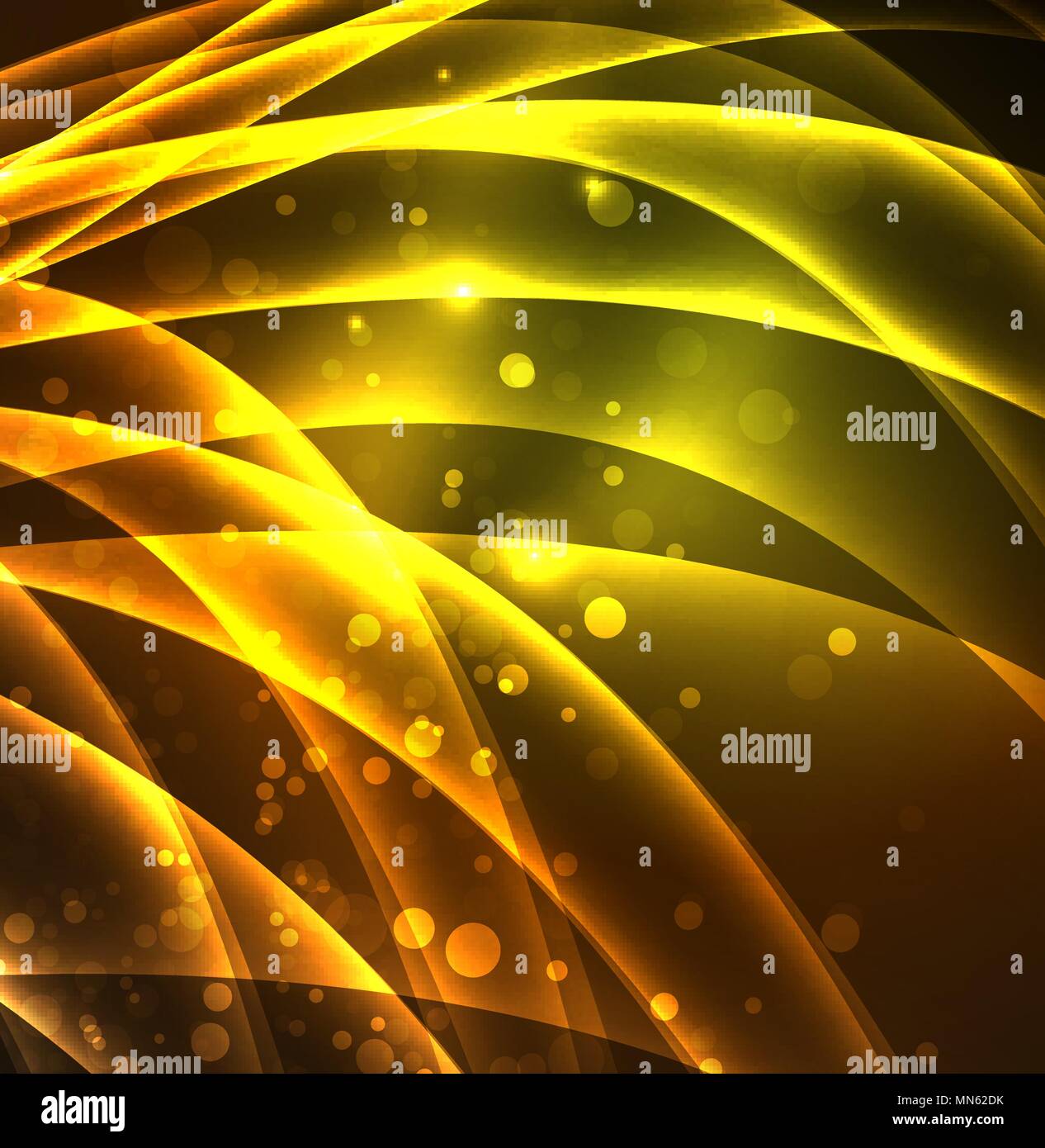 Energy lines, glowing waves in the dark, vector abstract background ...