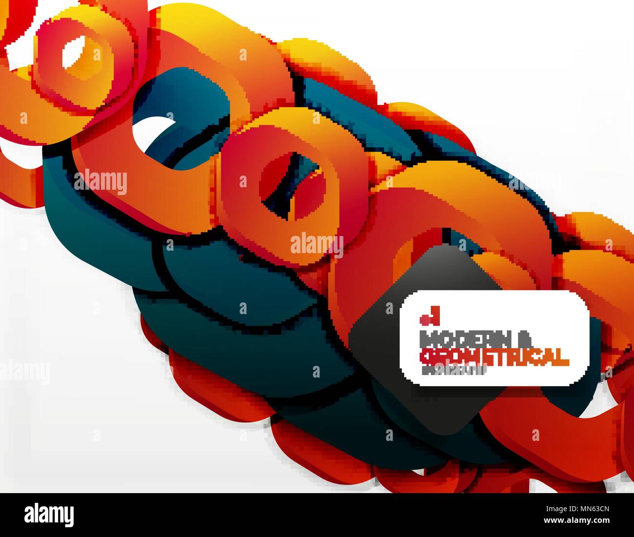 Geometric abstract background, cut chain shapes or hexagons on white ...