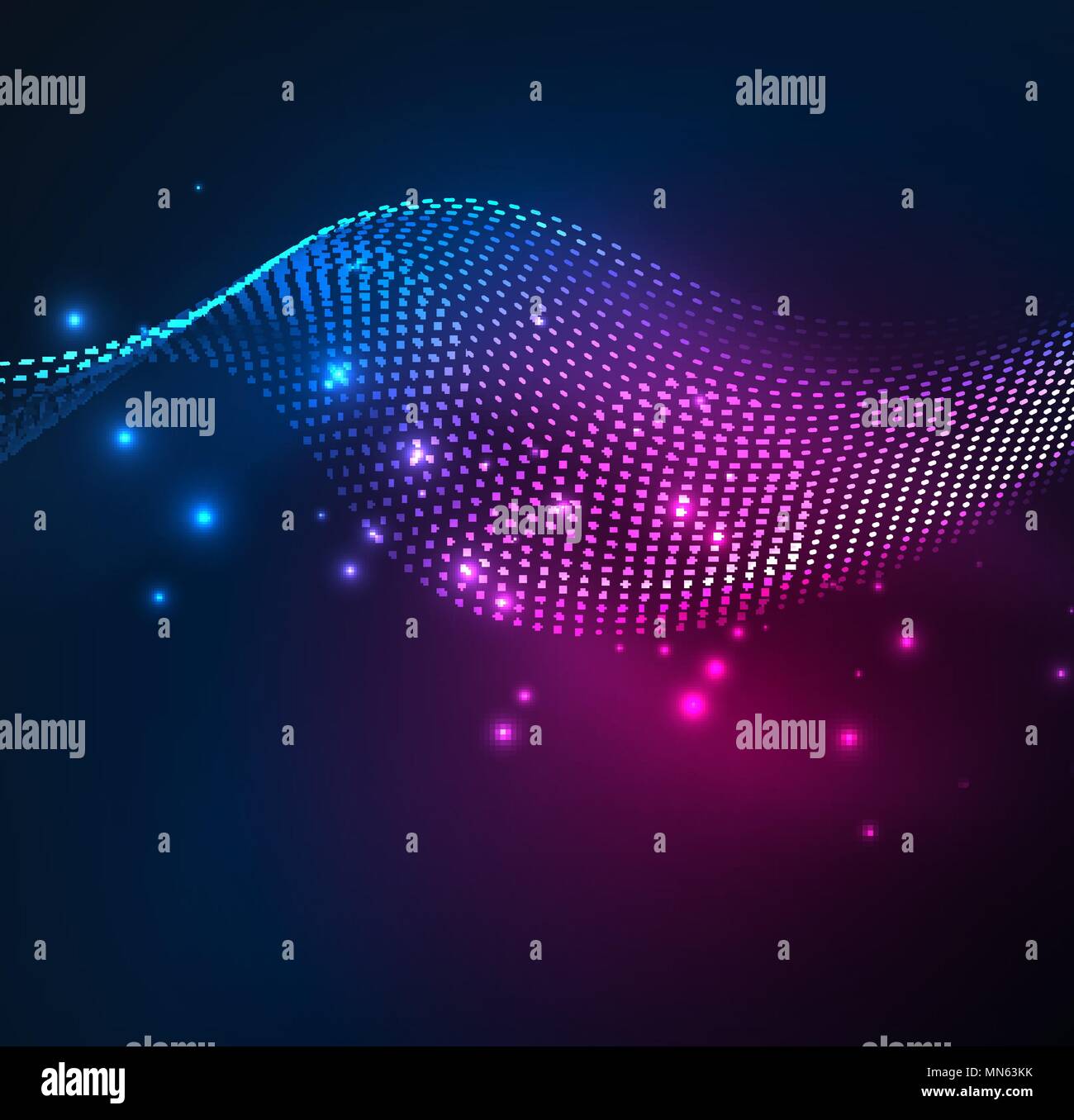 Vector wave particles background. Vector wave particles background - 3D illuminated digital wave ...