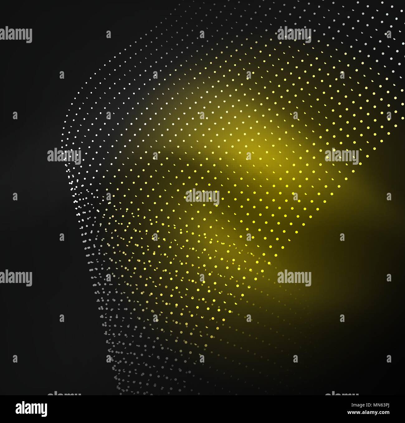 3D illuminated wave of glowing particles. 3D illuminated wave of ...