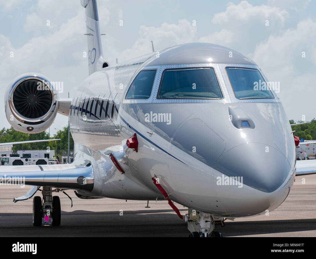 Front view of Gulfstream G280 business jet on display during Singapore ...