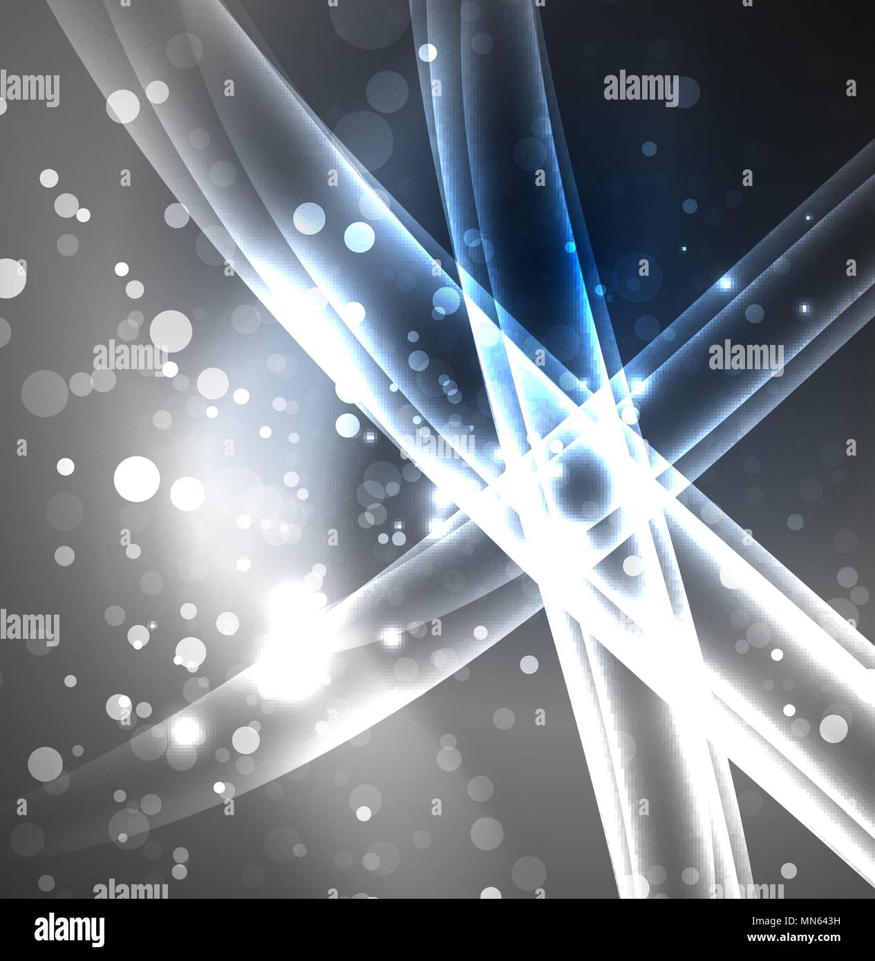 Energy lines, glowing waves in the dark, vector abstract background ...