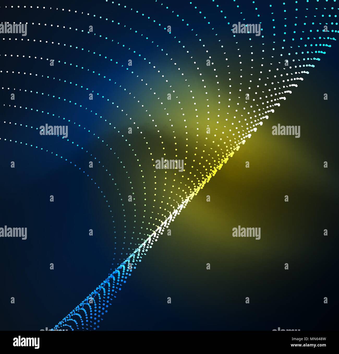 3D illuminated wave of glowing particles. 3D illuminated wave of ...