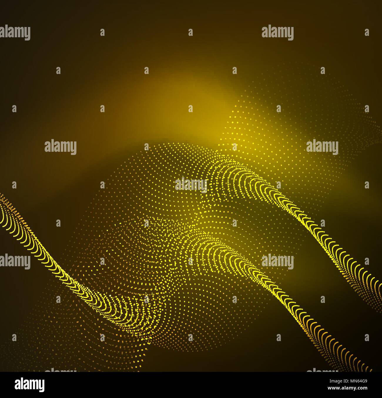 3D illuminated wave of glowing particles. 3D illuminated wave of ...