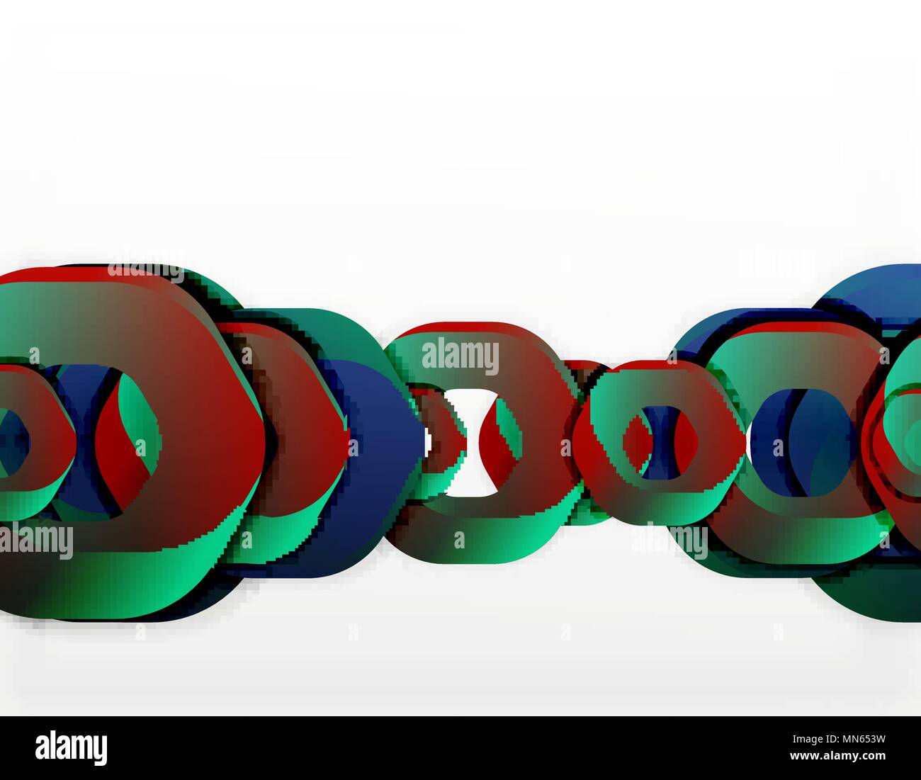 Geometric abstract background, cut chain shapes or hexagons on white ...