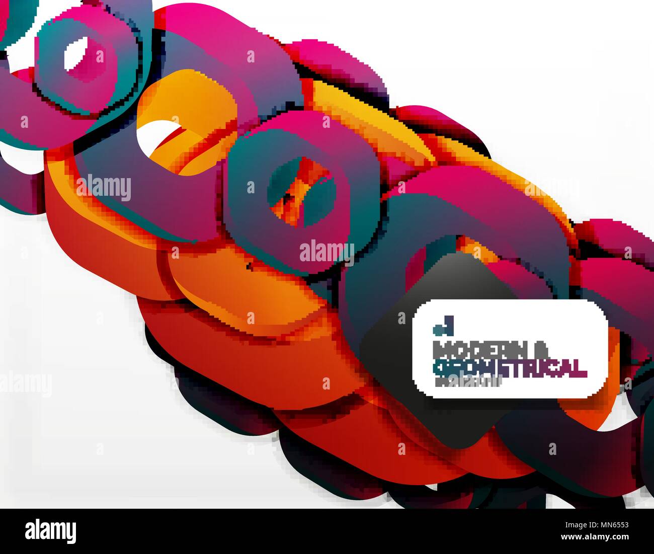 Geometric abstract background, cut chain shapes or hexagons on white ...