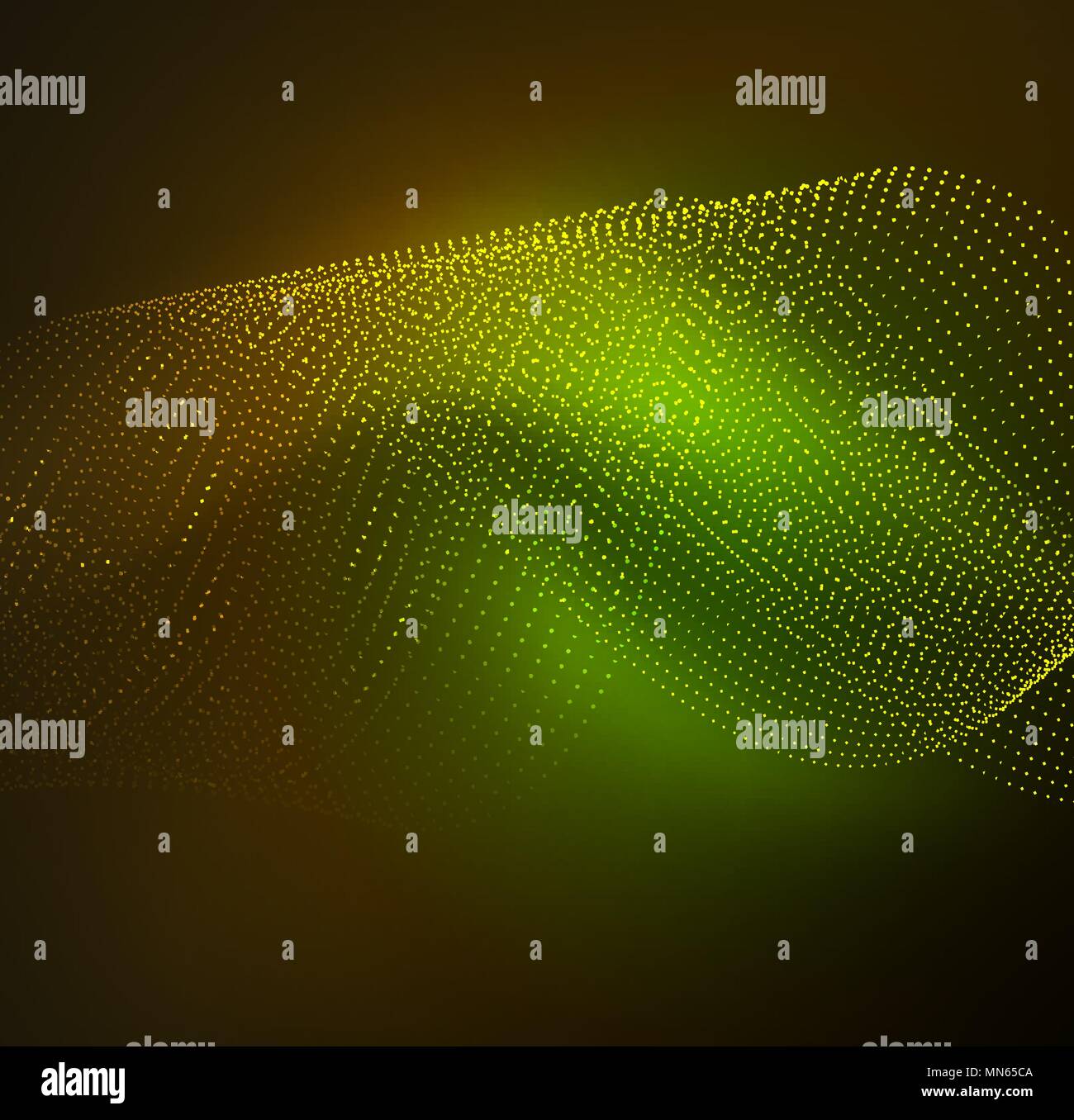 3D illuminated wave of glowing particles. 3D illuminated wave of ...