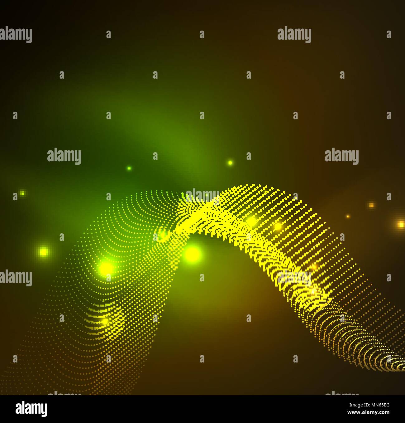 3D illuminated wave of glowing particles. 3D illuminated wave of ...