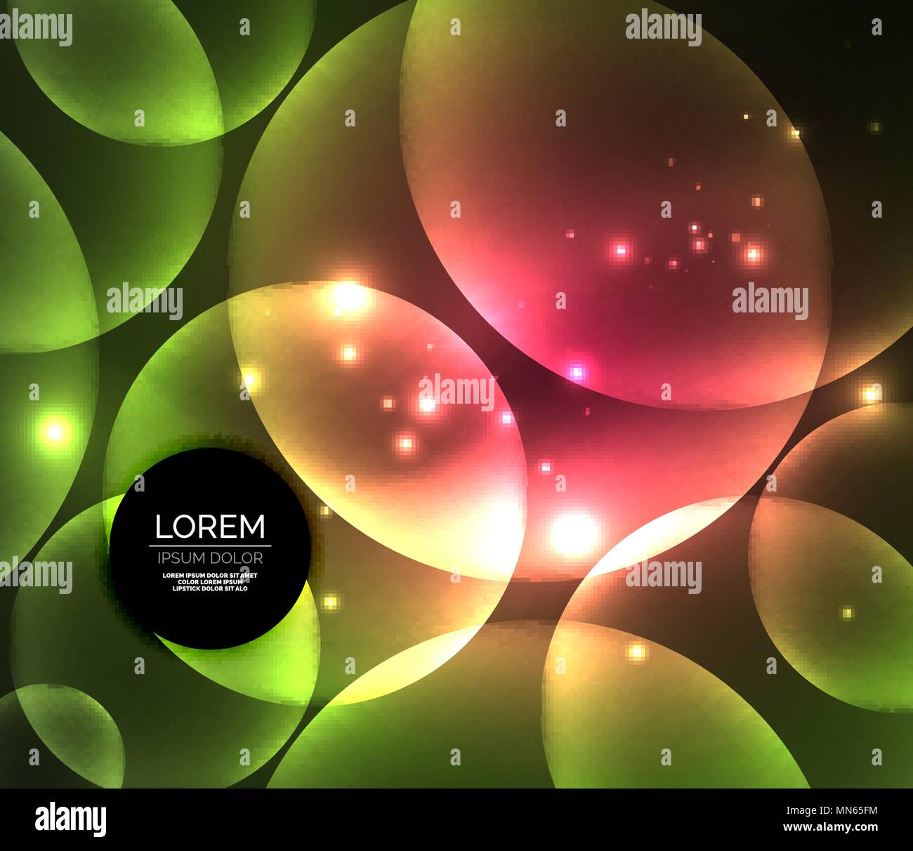 Glowing shiny overlapping circles composition on dark background ...