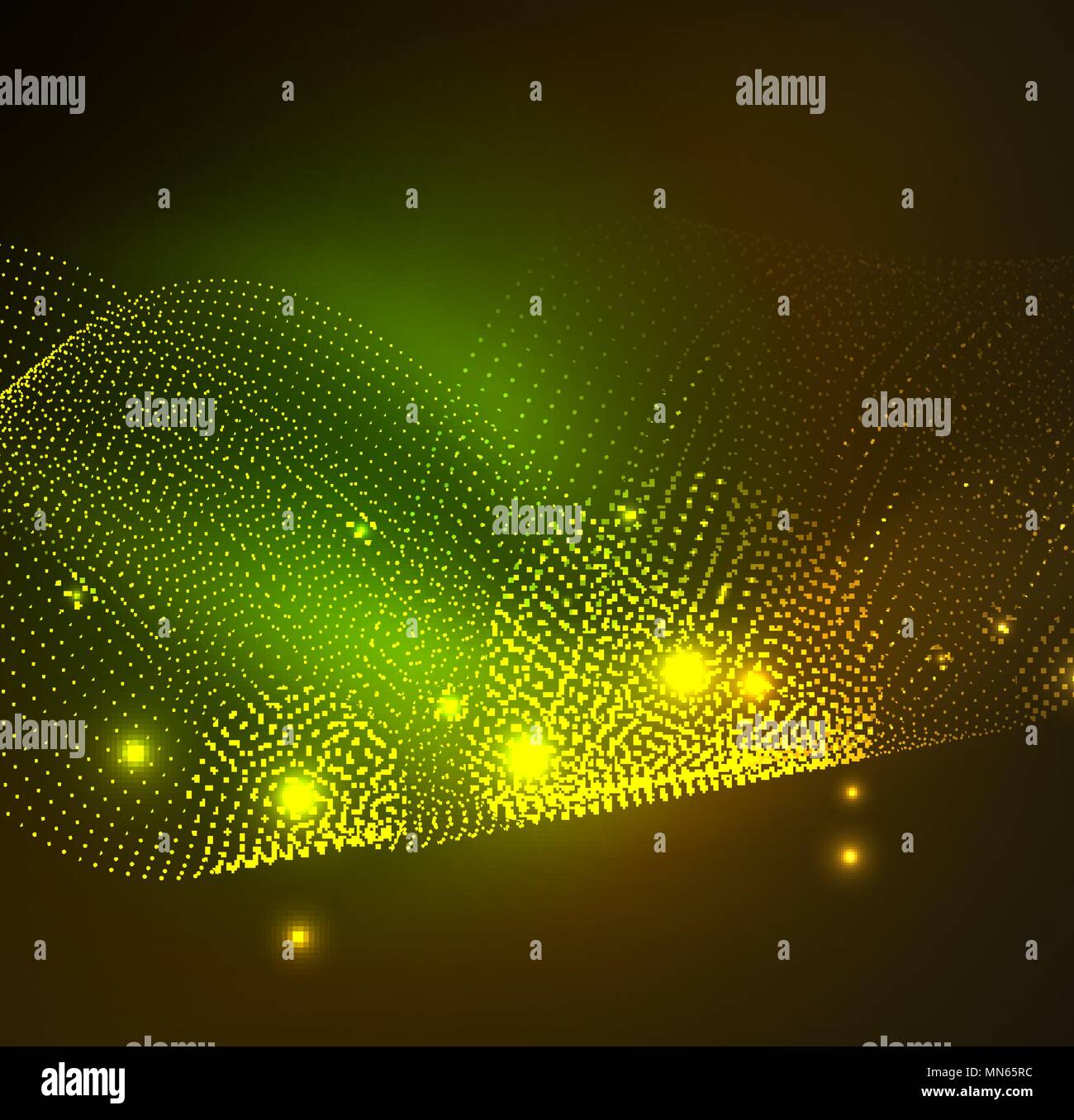 3D illuminated wave of glowing particles. 3D illuminated wave of ...