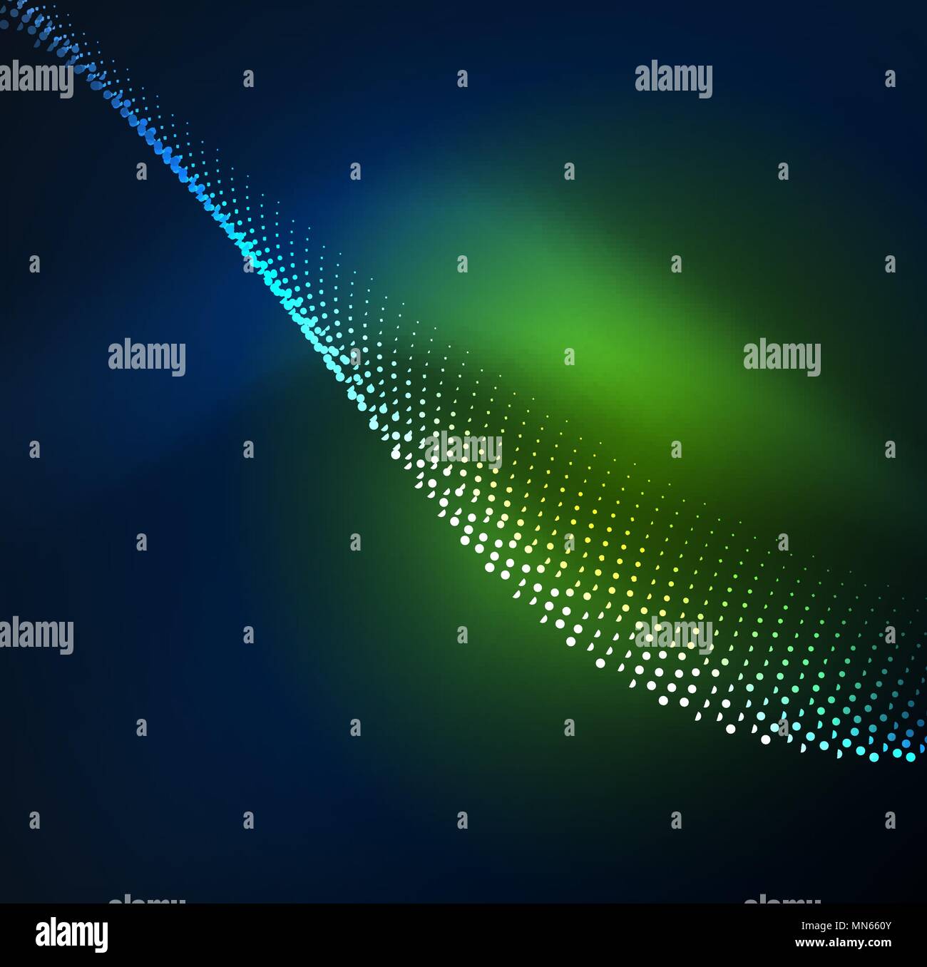 3D illuminated wave of glowing particles. 3D illuminated wave of ...