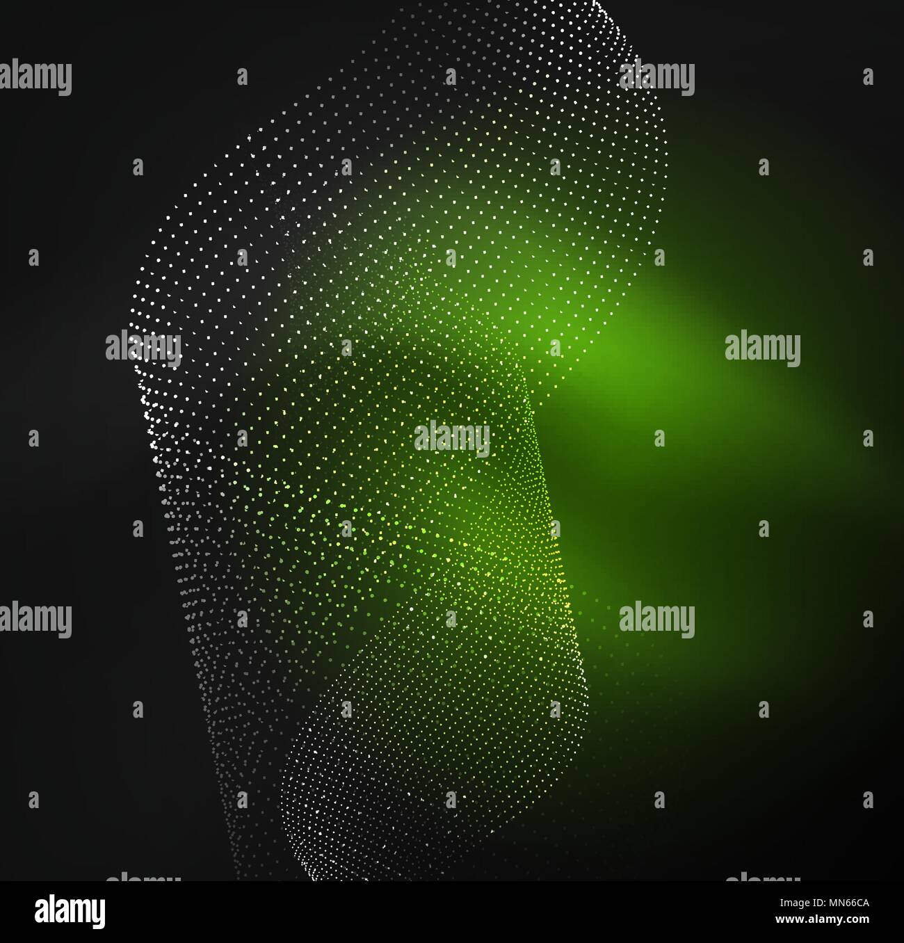 3D illuminated wave of glowing particles. 3D illuminated wave of ...