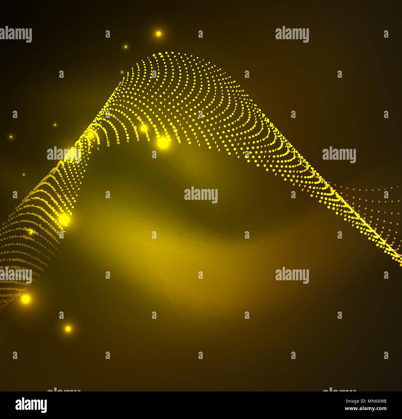 3D illuminated wave of glowing particles. 3D illuminated wave of ...