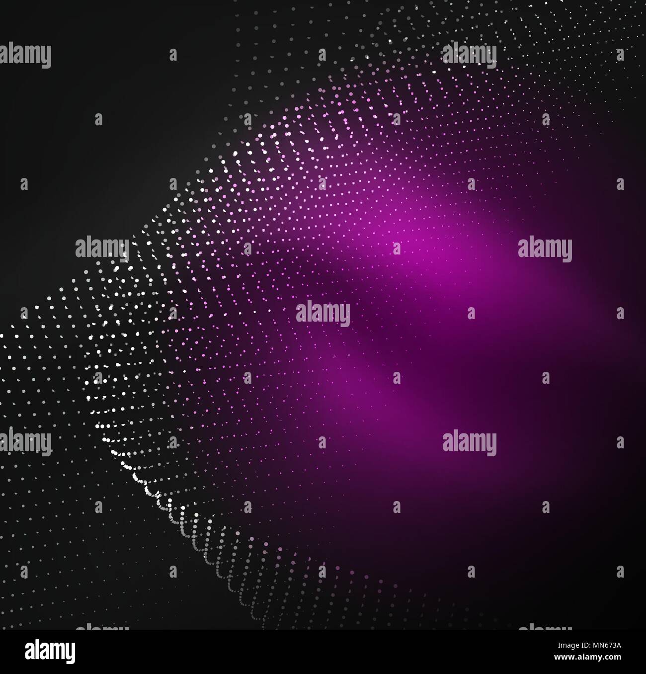 3D illuminated wave of glowing particles. 3D illuminated wave of ...