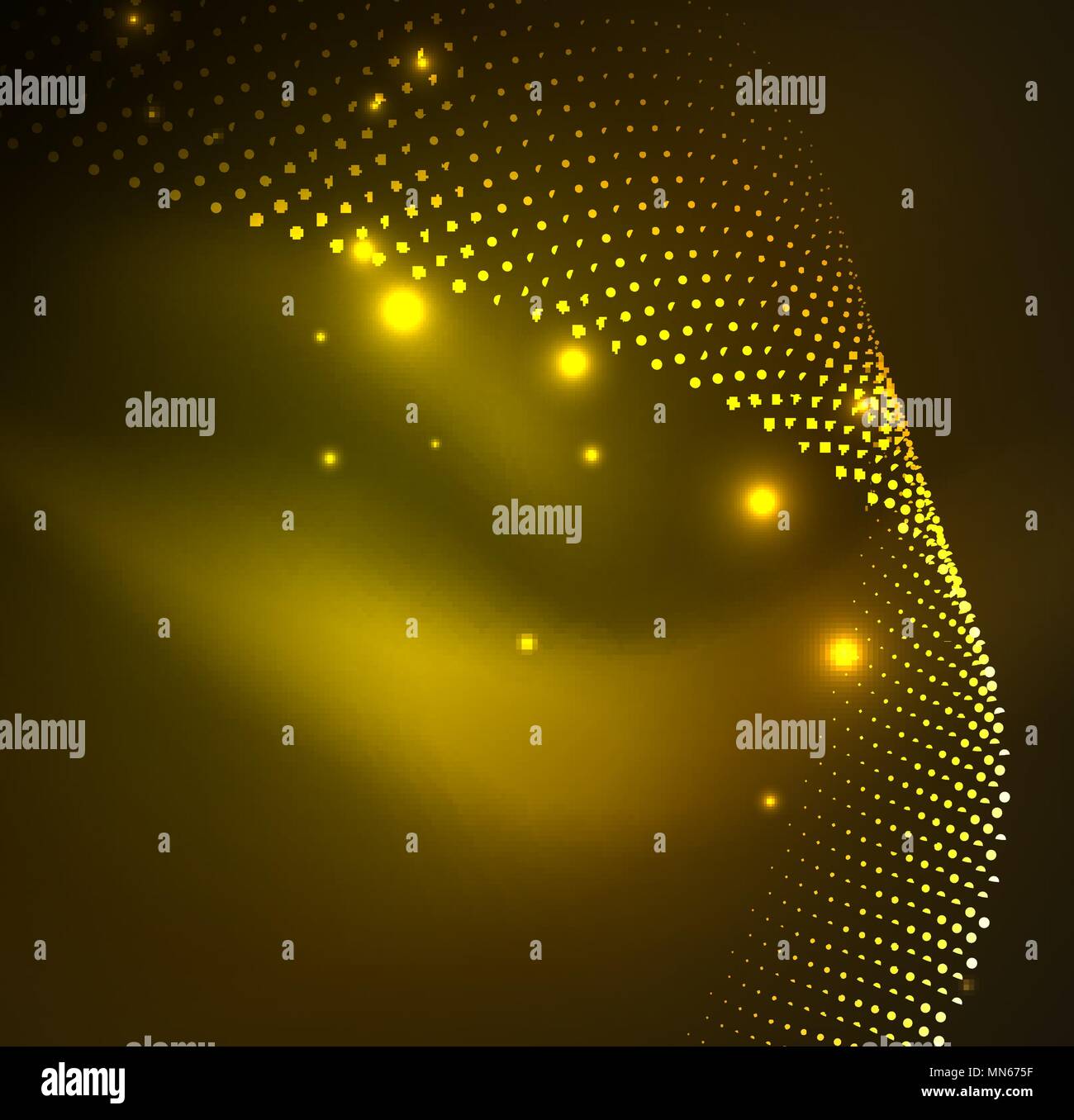 3D illuminated wave of glowing particles. 3D illuminated wave of ...