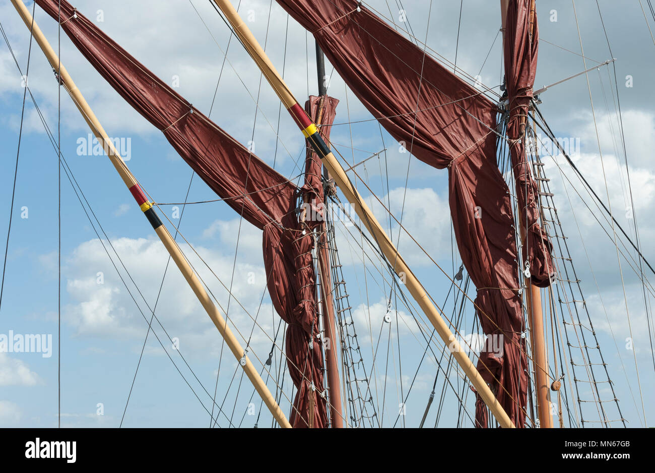 Thames barges masts & rigging Stock Photo - Alamy