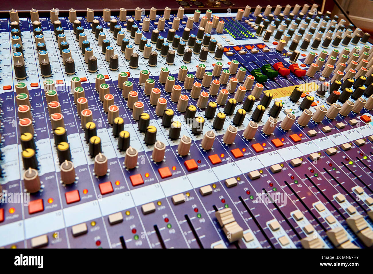 Professional sound control panel close-up Stock Photo - Alamy