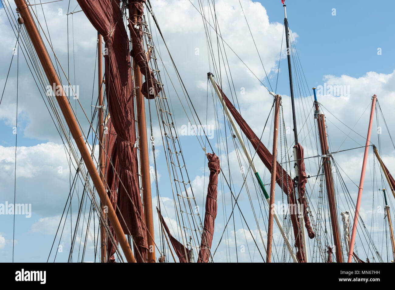 Thames barges masts & rigging Stock Photo - Alamy
