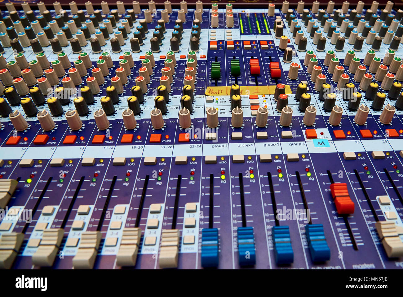 Professional sound control panel close-up Stock Photo - Alamy