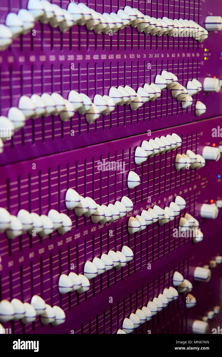 Professional sound control panel close-up Stock Photo - Alamy