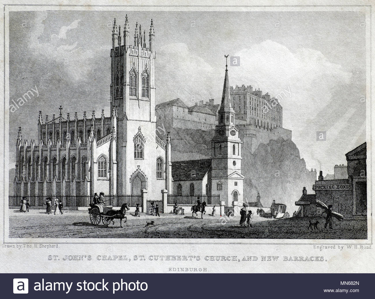 St. John's Chapel, St. Cuthbert's Church and New Barracks, Edinburgh ...