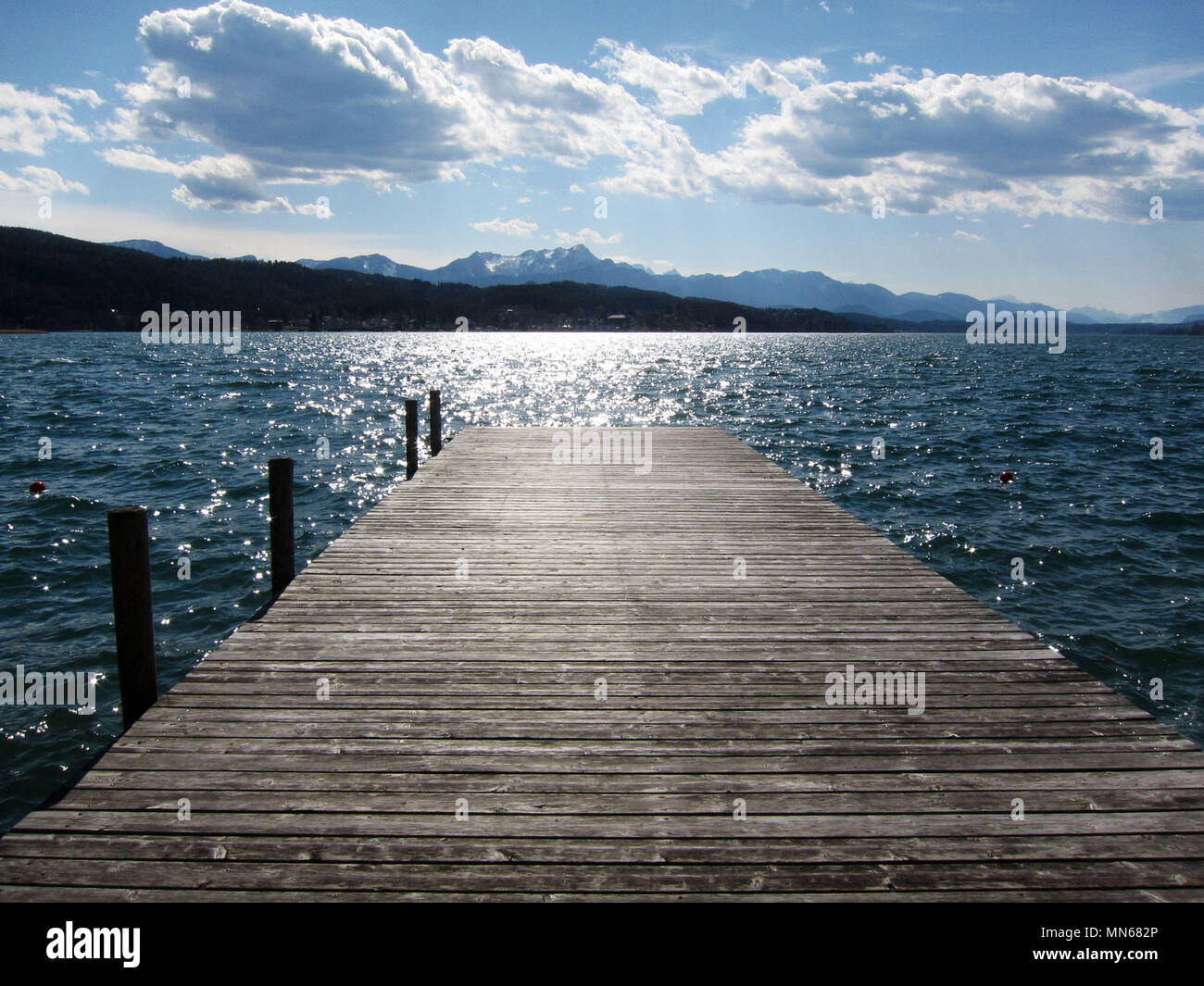 boardwalk to a lake, late summer, autumn in austria Stock Photo - Alamy