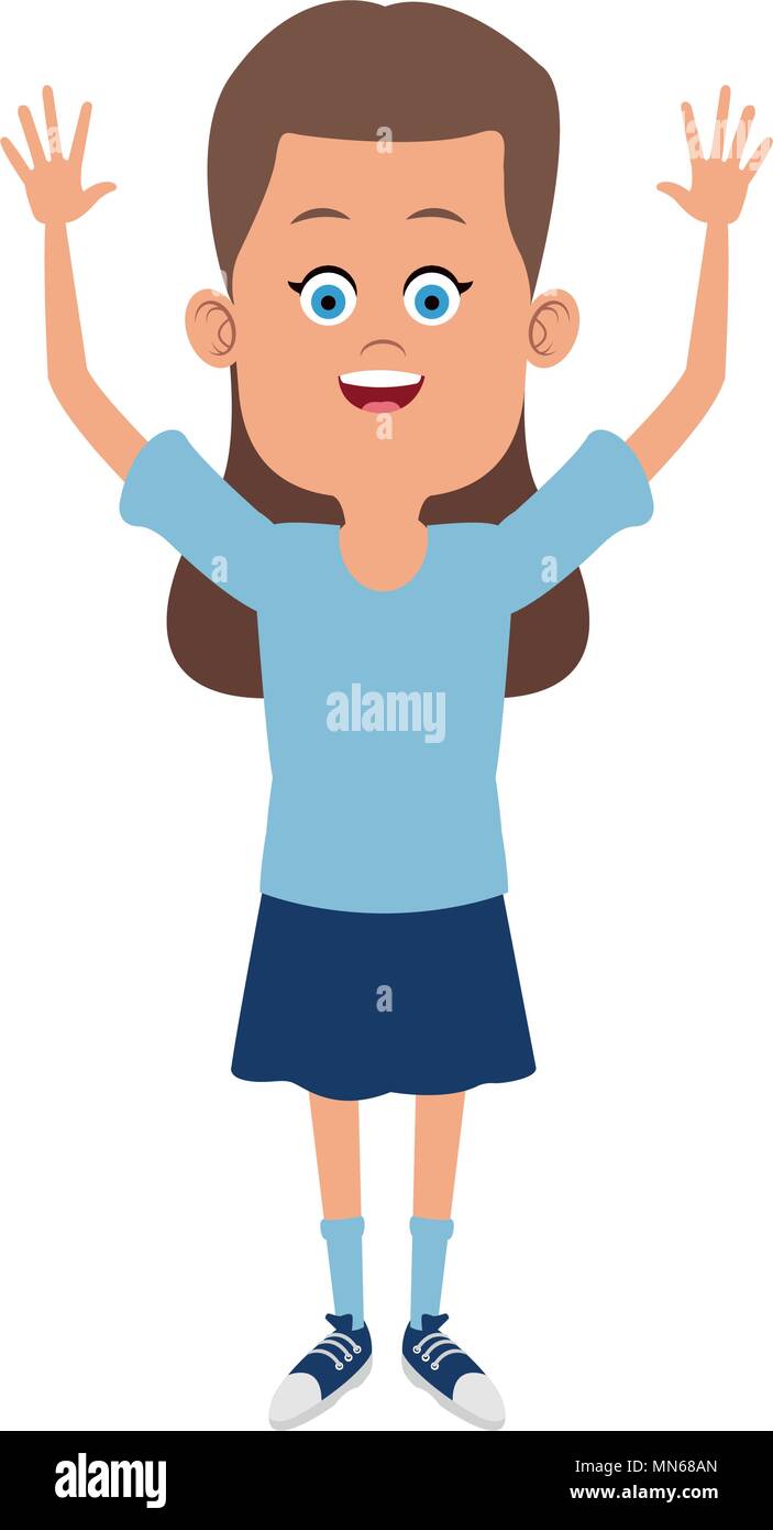 Happy girl with hands up Stock Vector Image & Art - Alamy