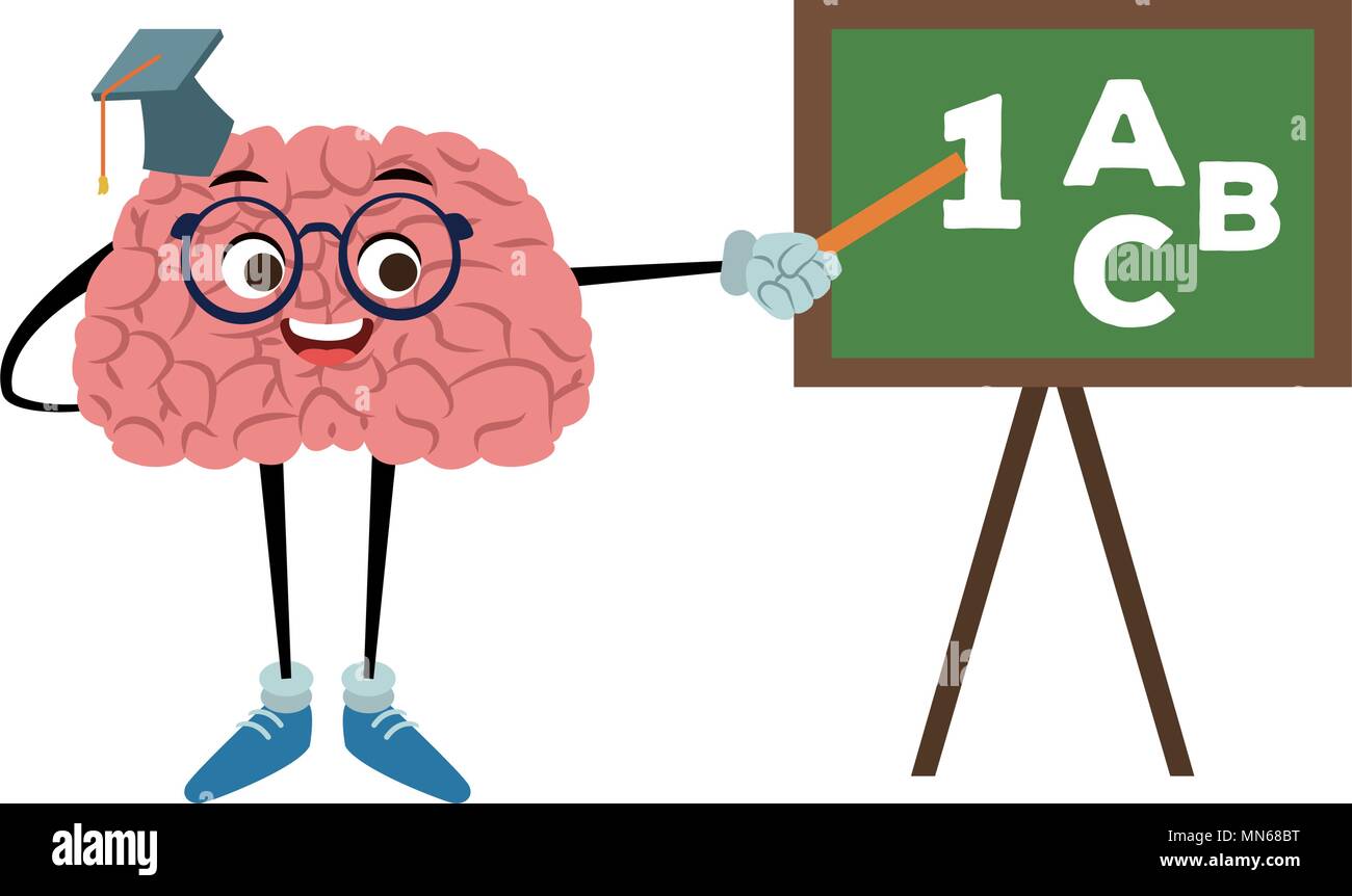 Funny brain cartoon exposing with blackboard Stock Vector Image & Art ...