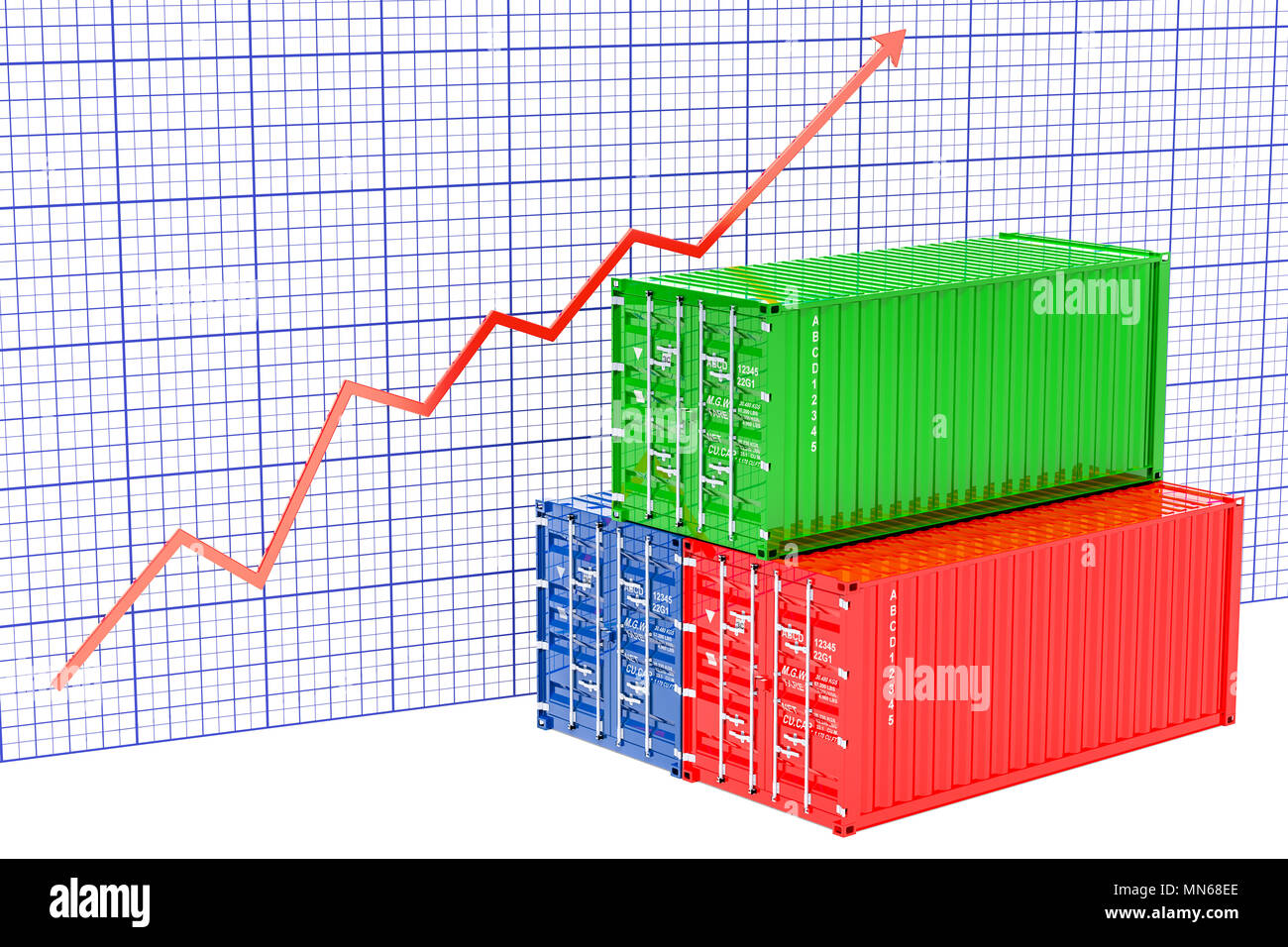 Cargo containers with growing chart. 3D rendering Stock Photo - Alamy