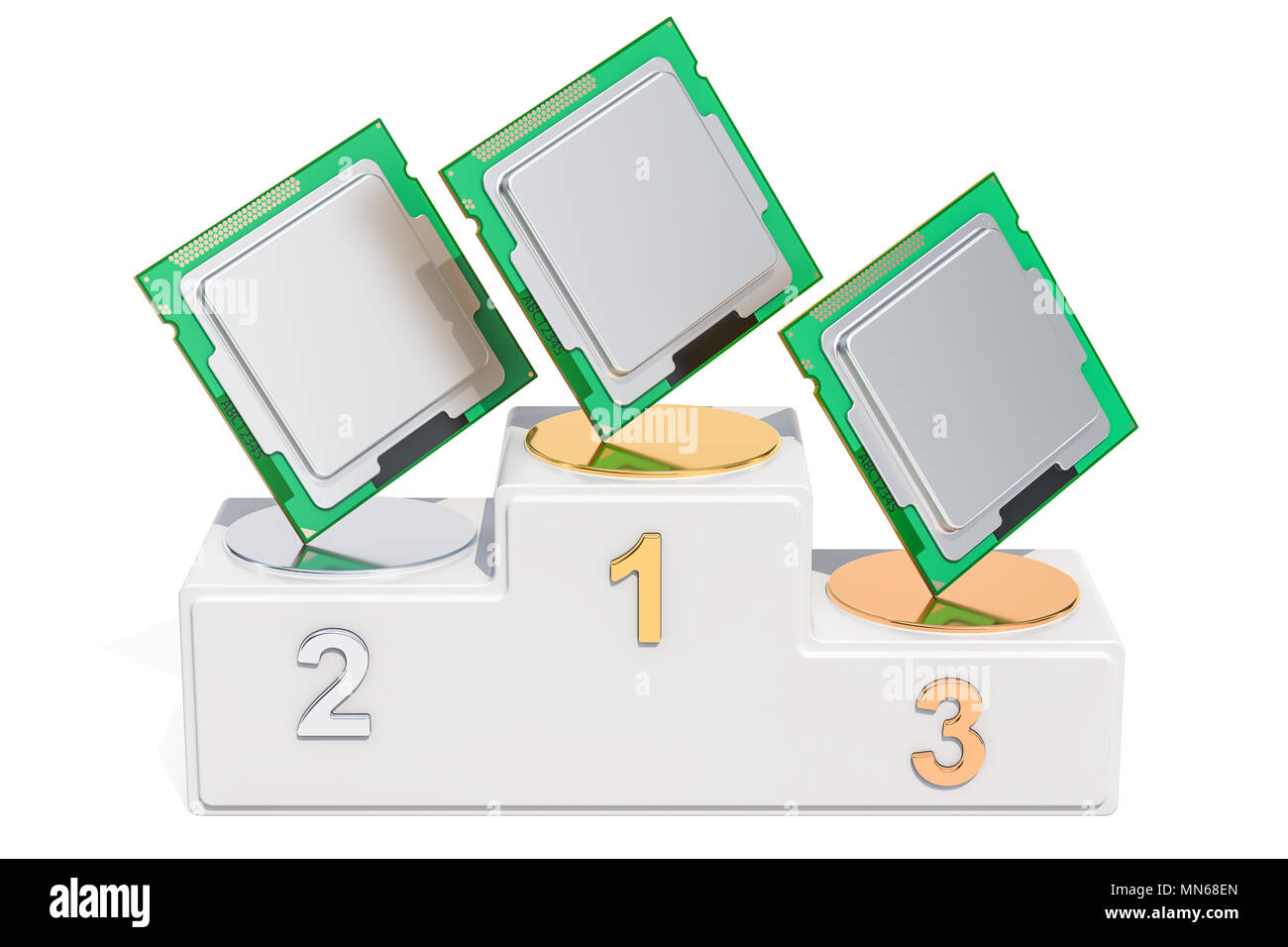 CPU computer processor unit ratings concept. 3D rendering isolated on white background Stock ...