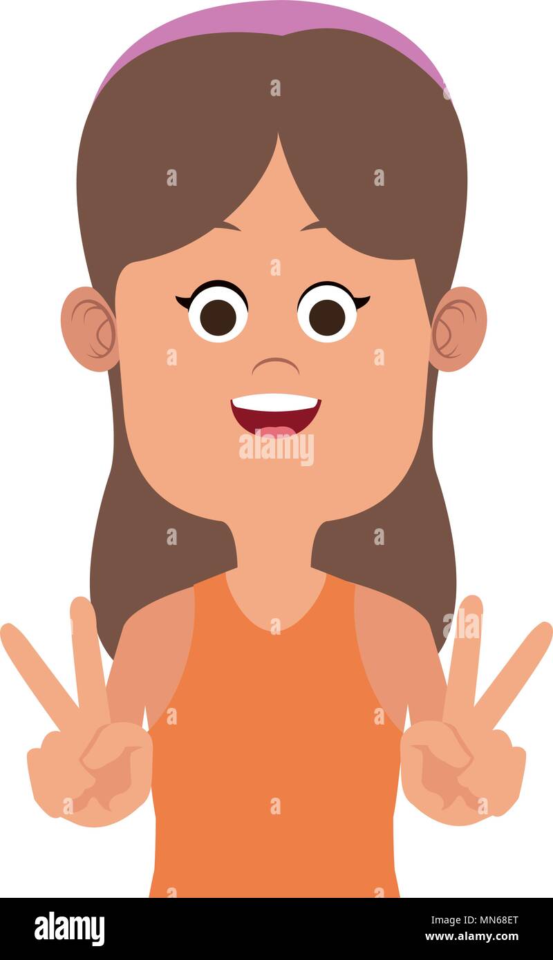 Beautiful girl doing peace symbol Stock Vector Image & Art - Alamy