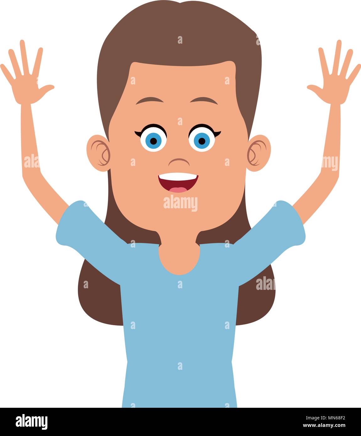 Happy girl with hands up Stock Vector Image & Art - Alamy
