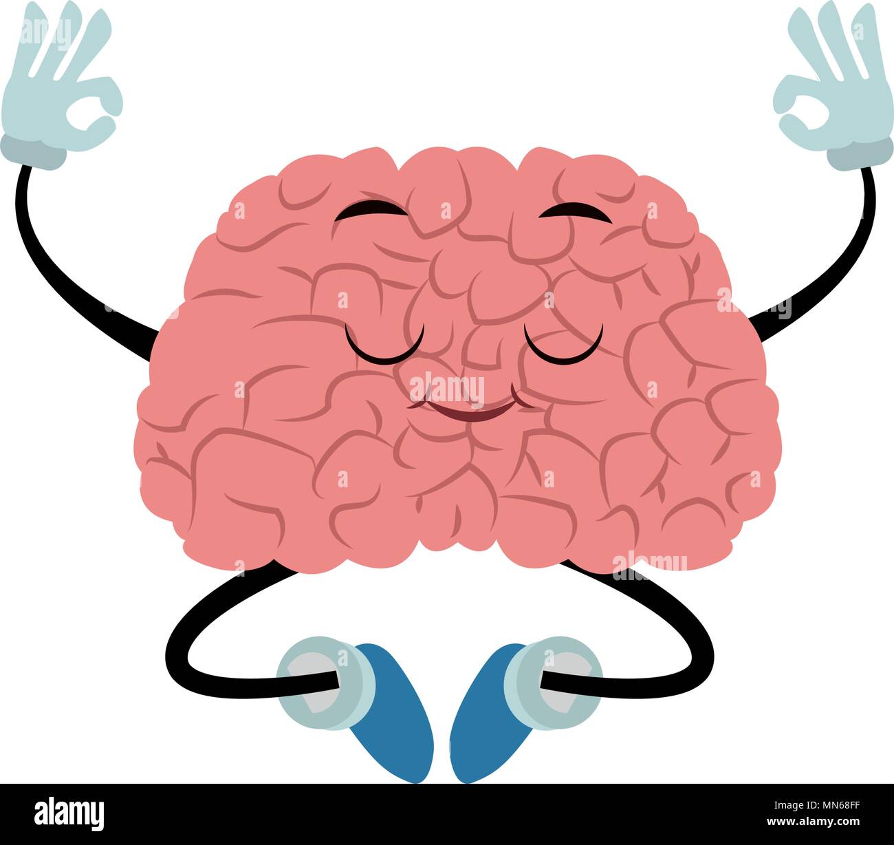 Funny brain cartoon doing yoga Stock Vector Image & Art - Alamy