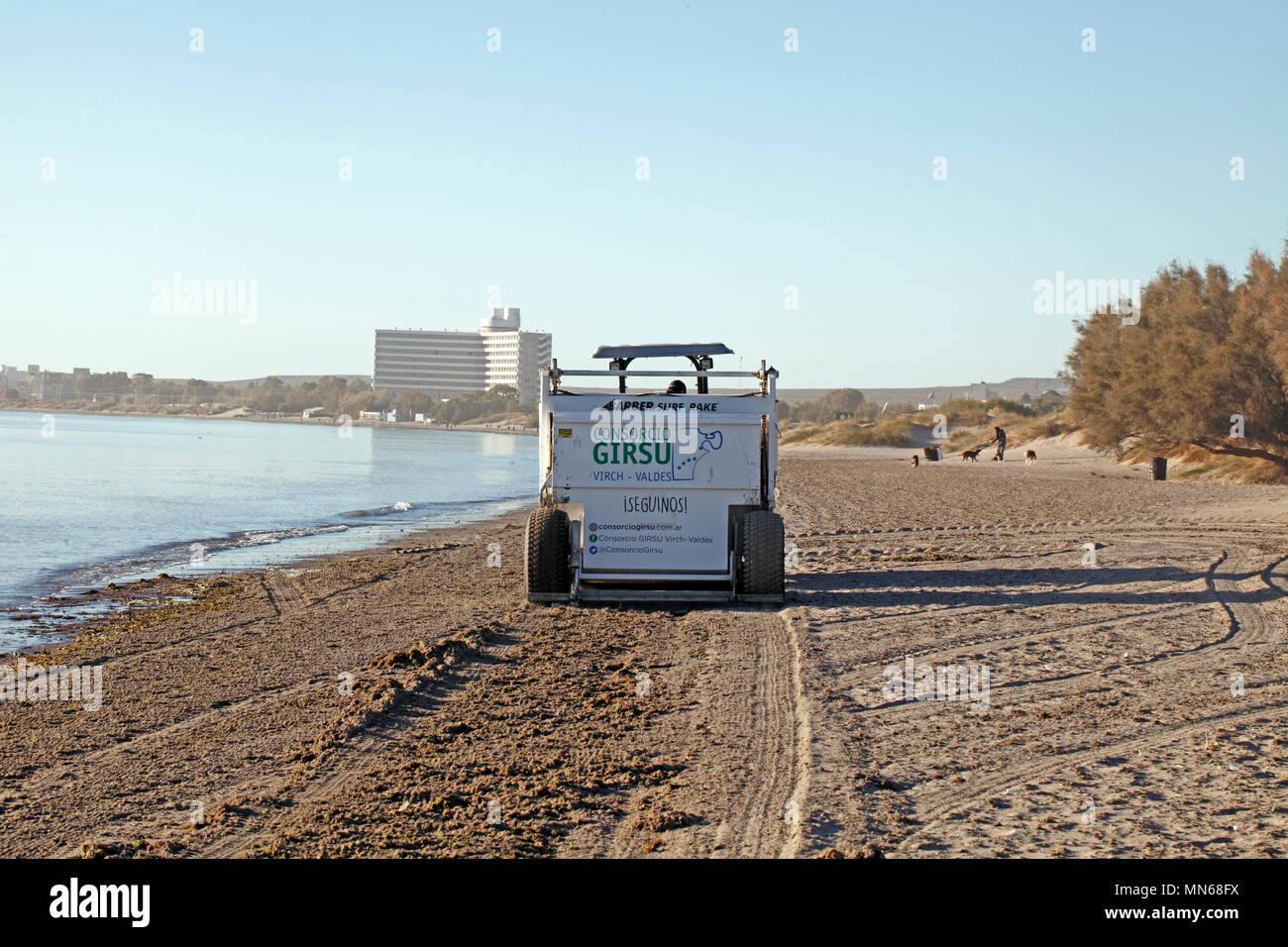 Surf rake on the beach at Puerto Madryn Stock Photo - Alamy