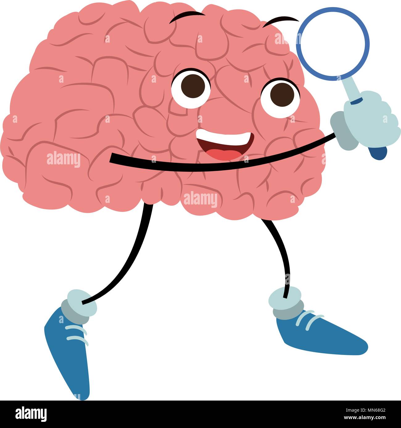 Funny brain cartoon with magnifying glass Stock Vector Image & Art - Alamy