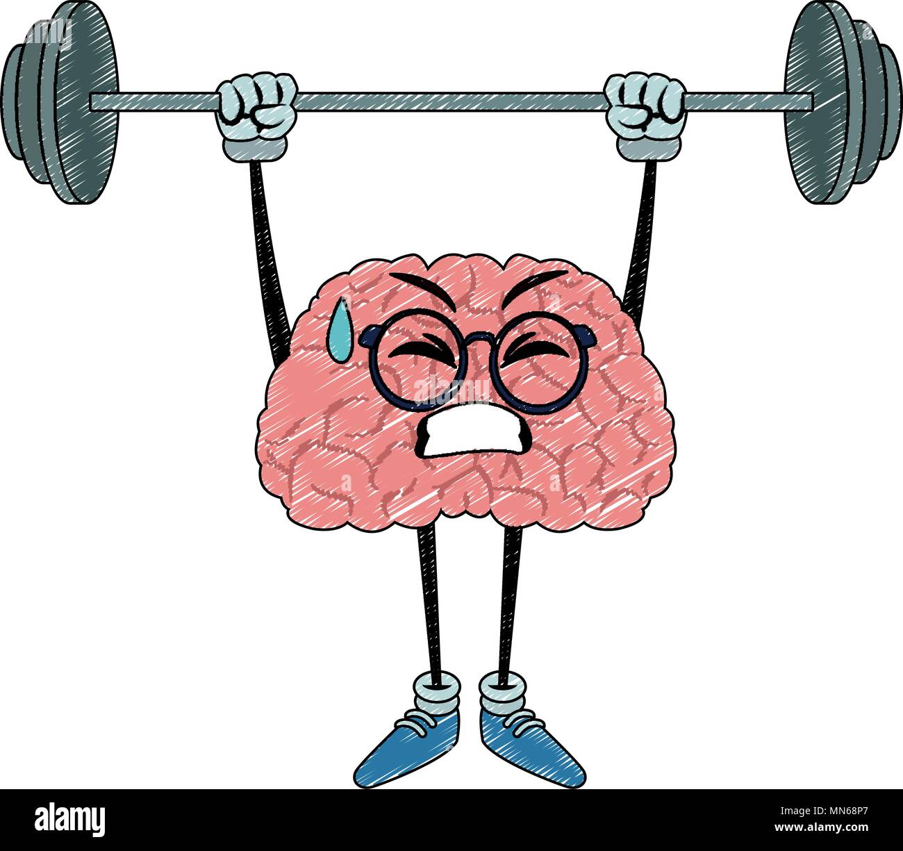 Funny brain cartoon lifting weights scribble Stock Vector Image & Art ...