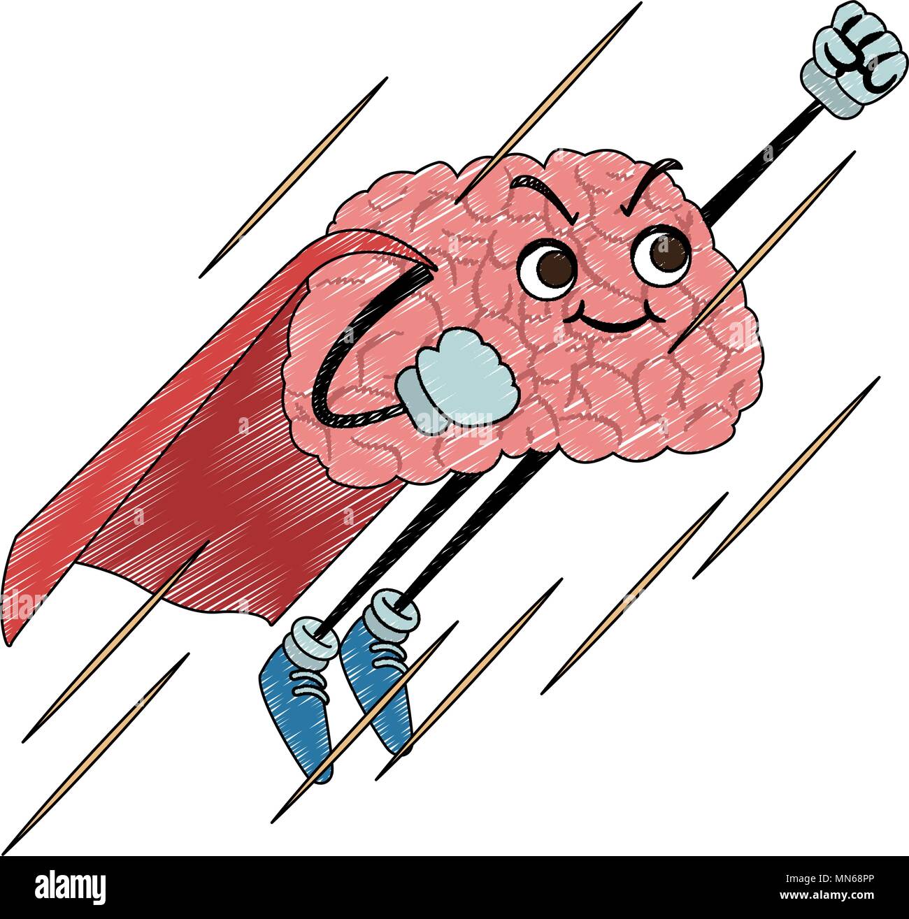 Funny superhero brain cartoon scribble Stock Vector Image & Art - Alamy