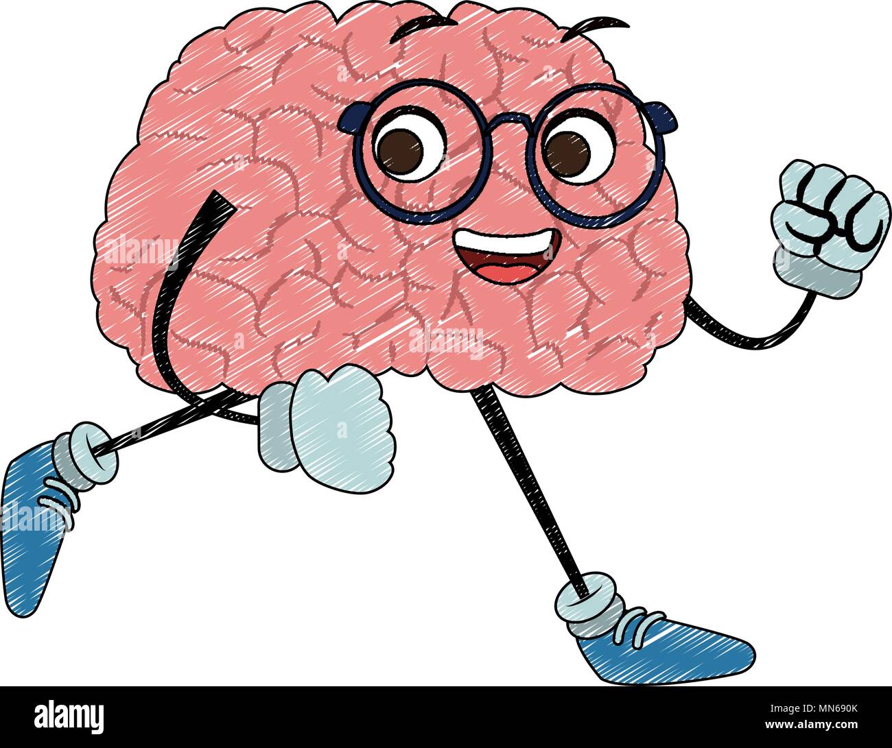 Funny brain cartoon running scribble Stock Vector Image & Art - Alamy