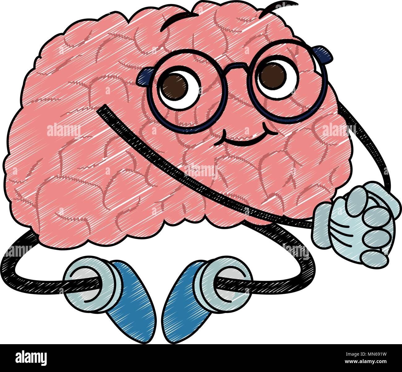 Funny brain cartoon scribble Stock Vector Image & Art - Alamy